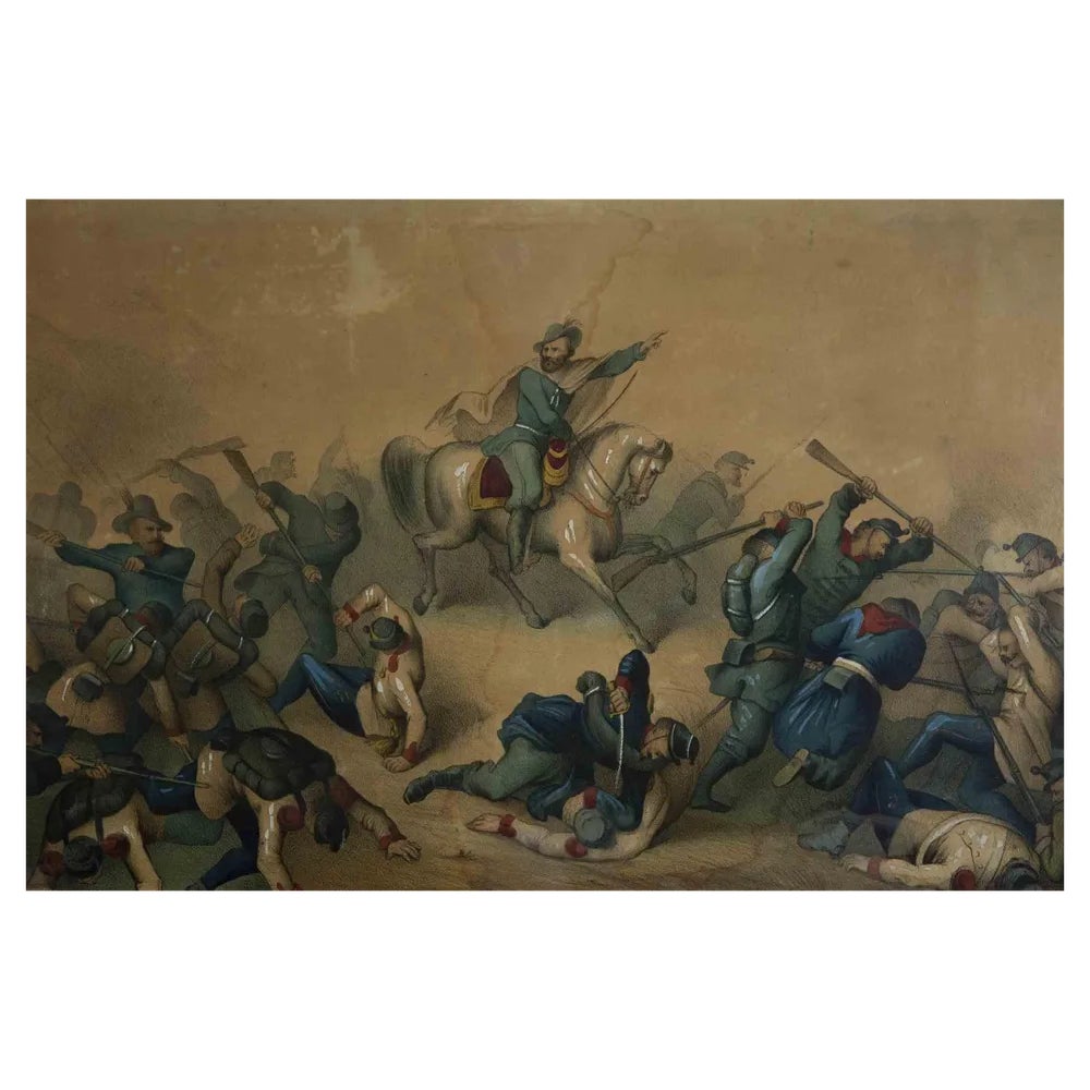 Garibaldi in Battle, Lithograph, 19th Century | Chairish