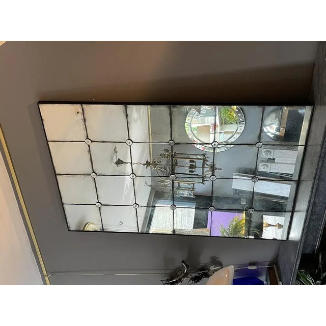 Large Panelled Mirror with Distressed Glass | Chairish