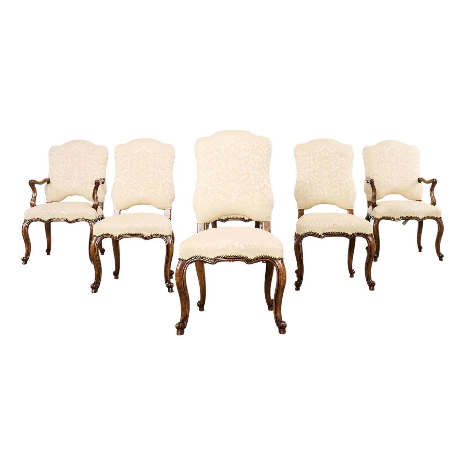 Set Six Minton-Spidell Regence Walnut Dining Chairs | Chairish