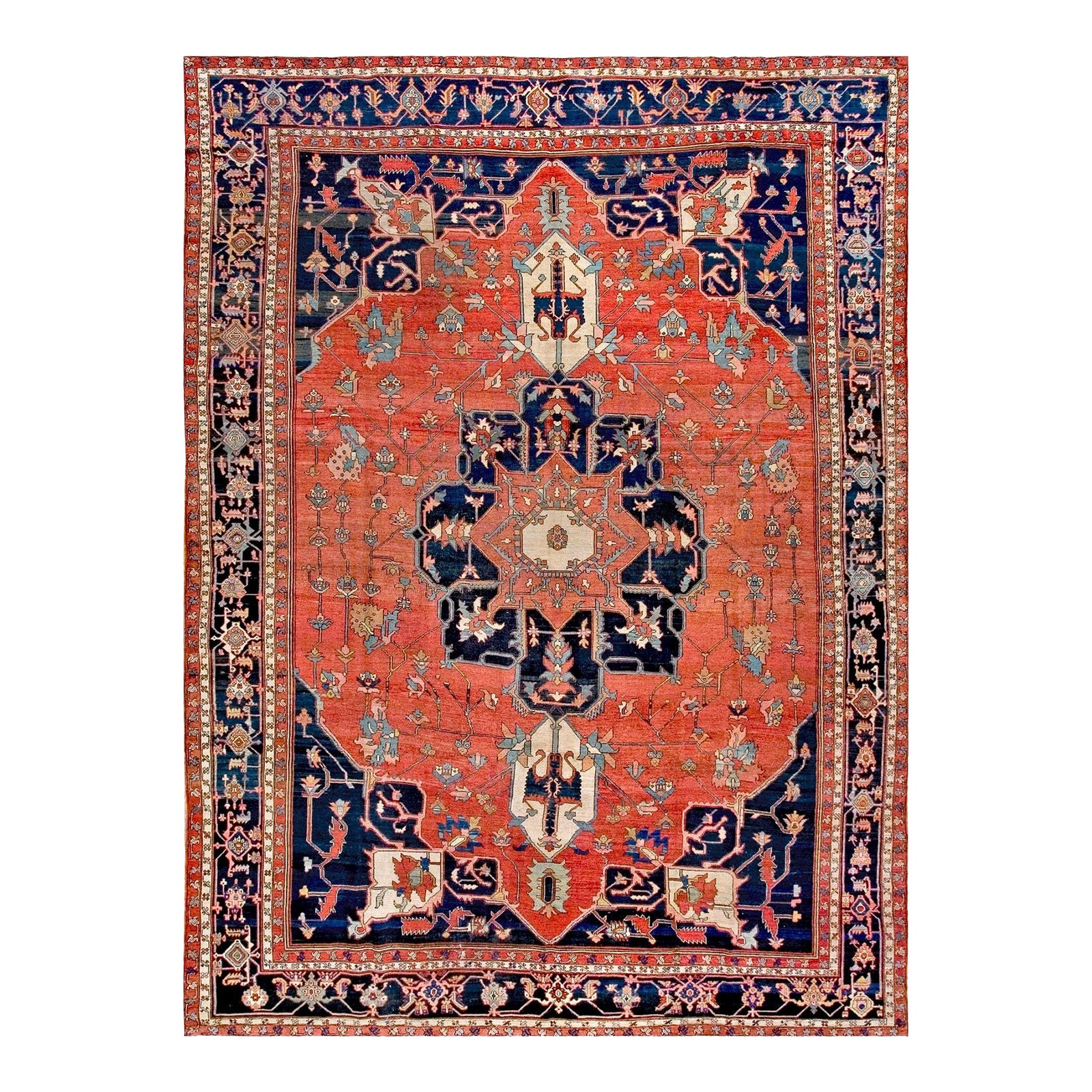Marvelous Red and Blue Color With Unique Medallion Design Antique ...