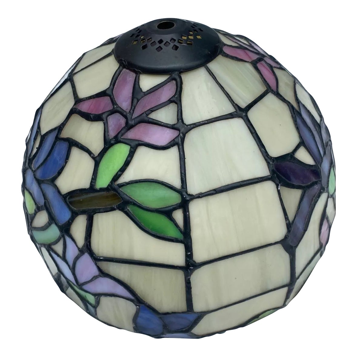 Vintage Stained Glass Flowers Lamp Lighting Shade | Chairish