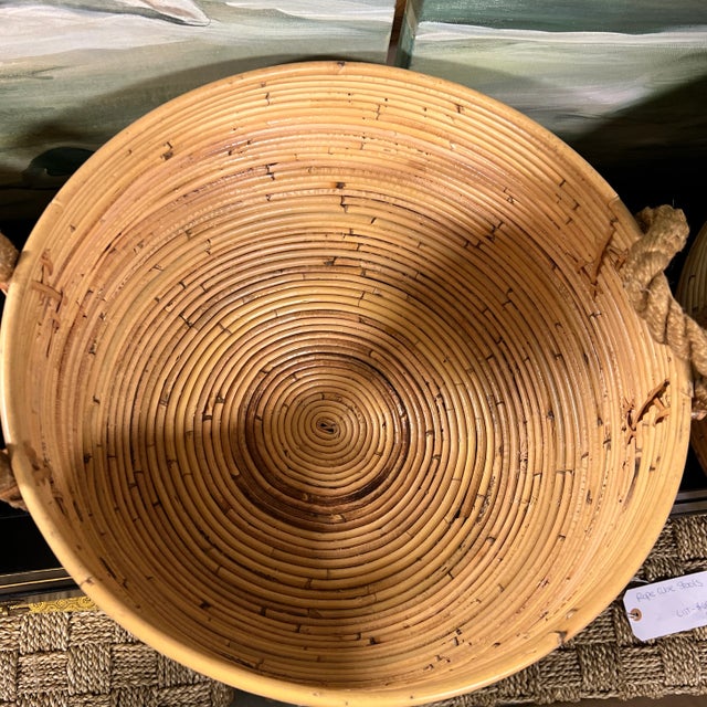 Set of 3 Pencil Reed Rattan and Rope Bowls | Chairish