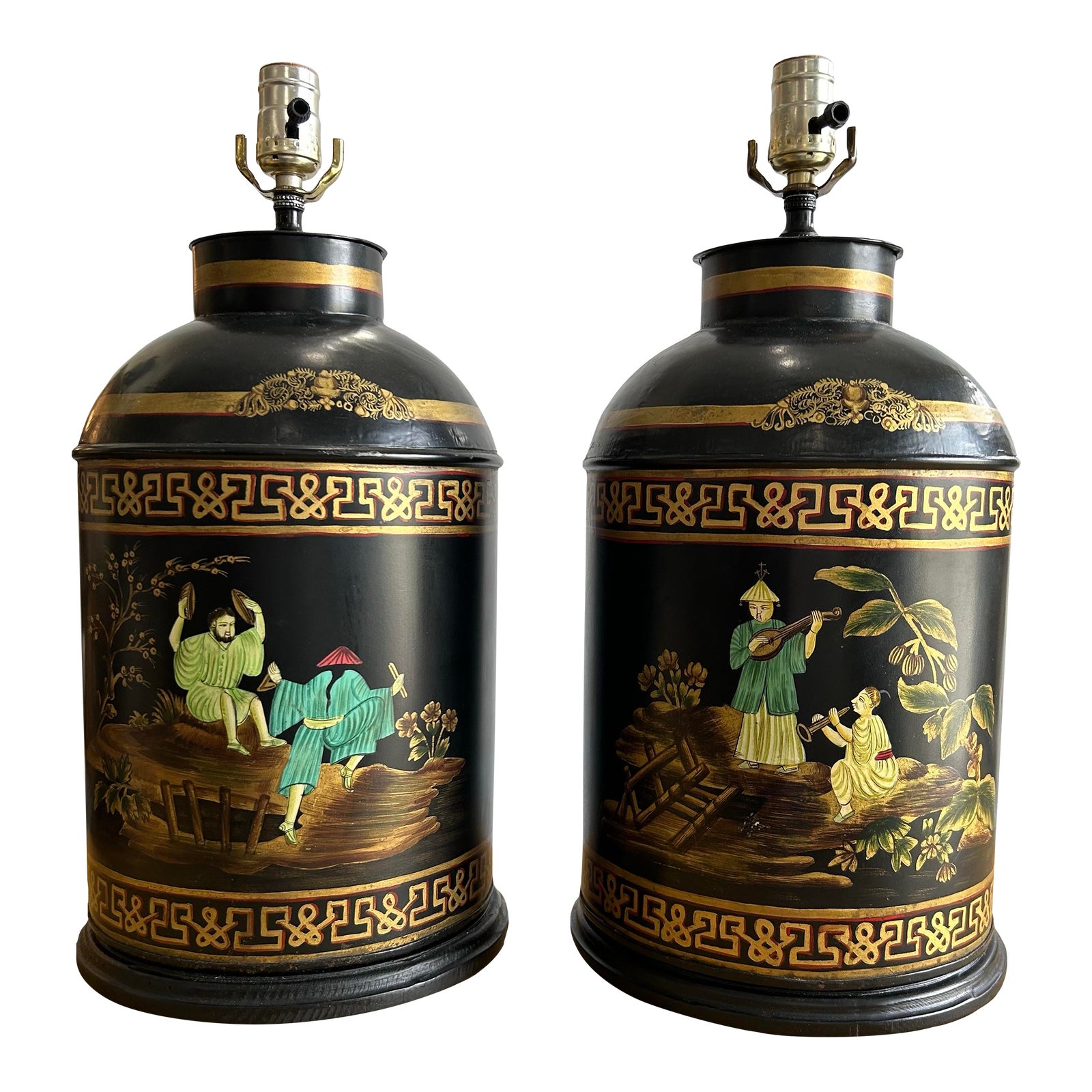 Vintage Tole Tea Caddy Lamps, a Pair | Chairish