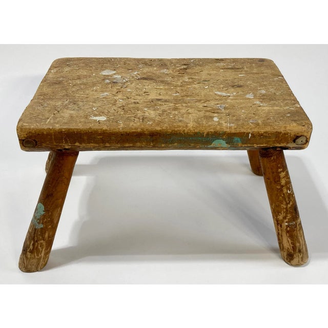 Vintage Primitive Split Wood Log Stool | Chairish