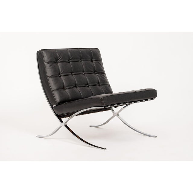 1990s Mid Century Black Barcelona Chair Attributed to Mies Van Der Rohe ...