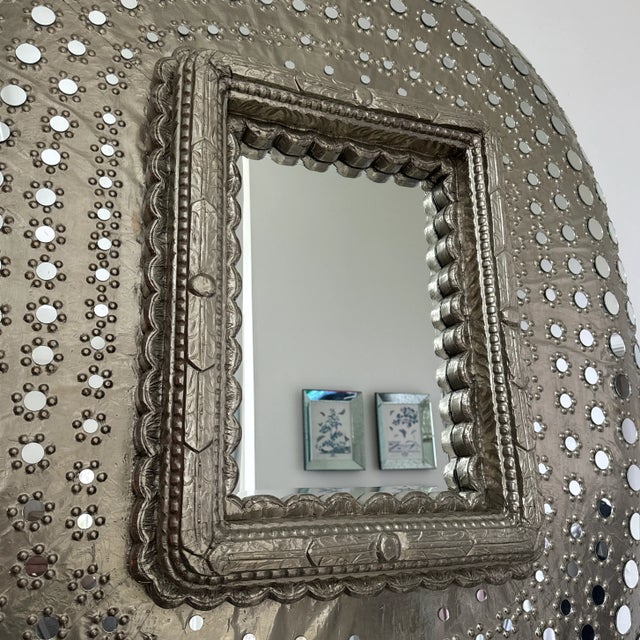 Peacock Mirror in Silver Tones | Chairish