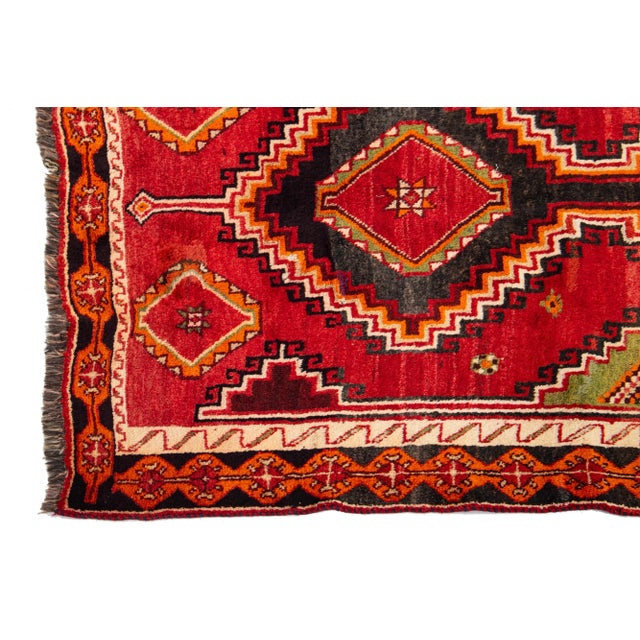 Vintage Tribal Persian Shiraz Hand-Knotted Wool Rug With a Red Field ...