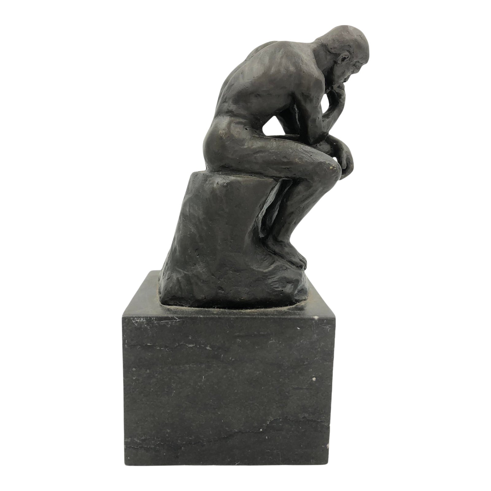 Bronze Rodin Statue the Thinker Figurine Antique Metal Dark Black ...