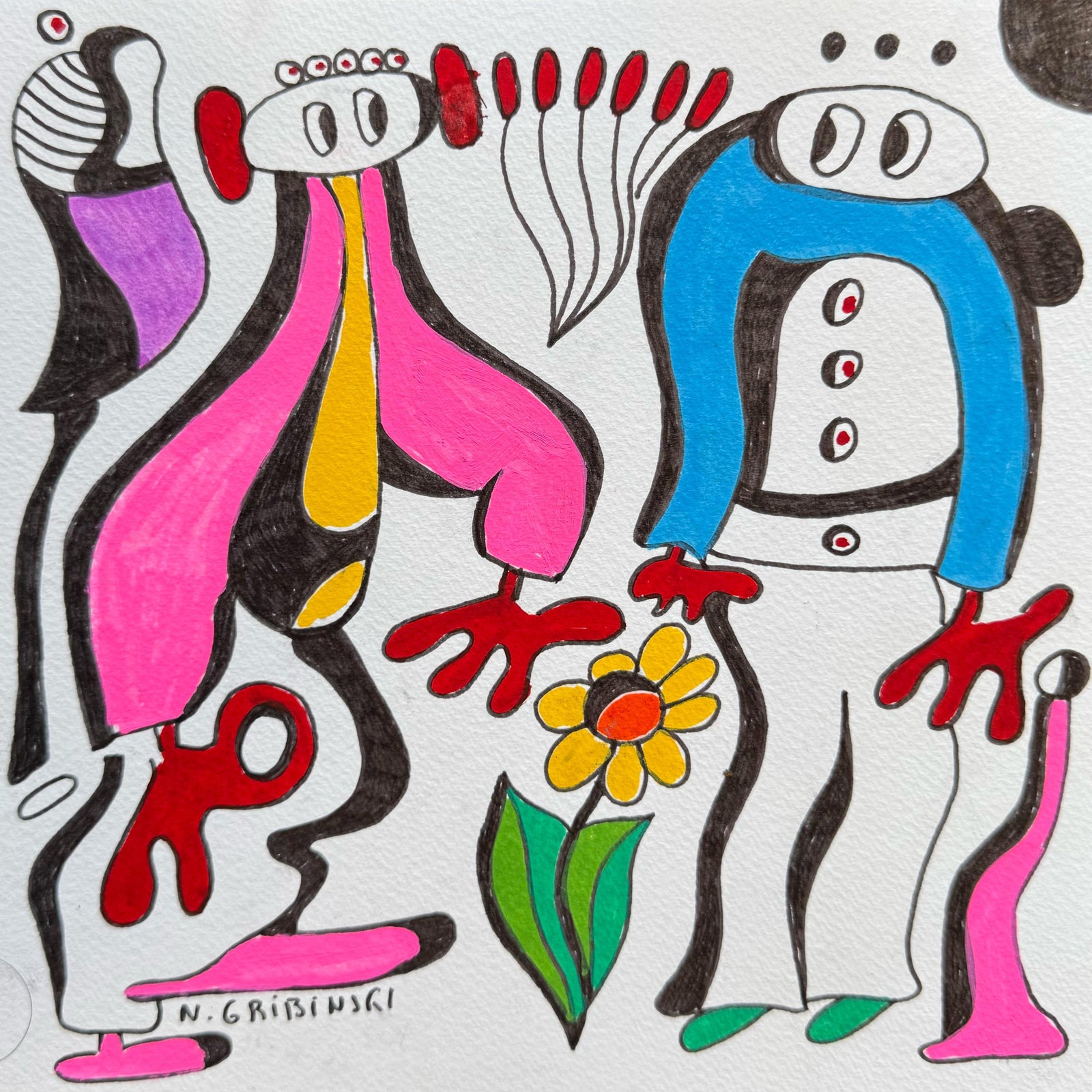 Two Figures and a Secret Bloom — Nathalie Gribinski — Small Abstract ...