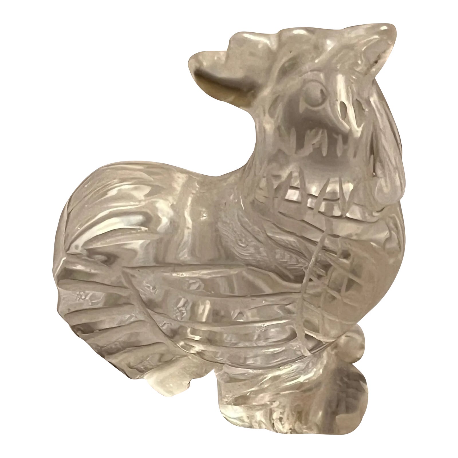 2000s Chinese Rock Crystal Rooster Chicken Figurine, Hawaii | Chairish