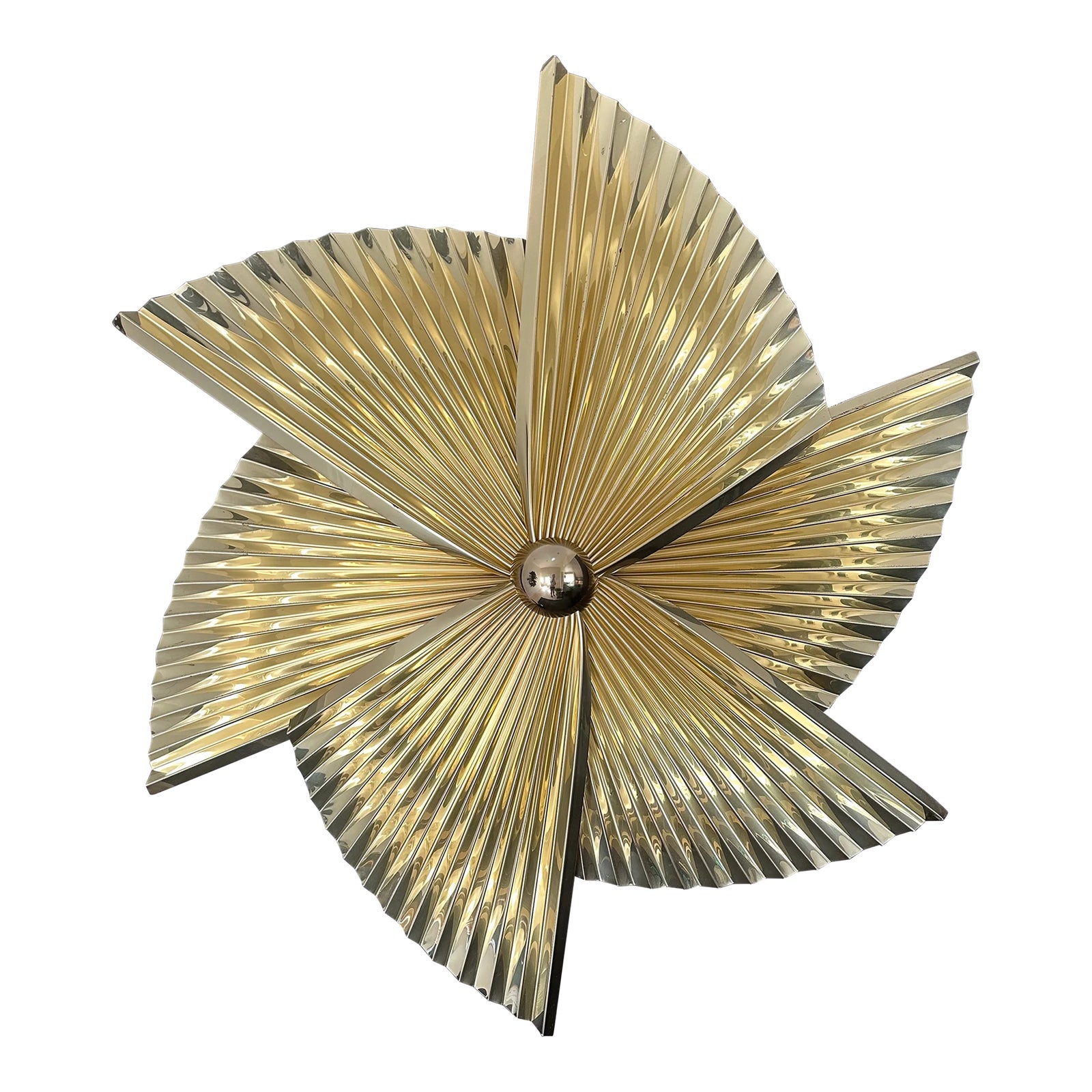 1990 Curtis Jeré Brass Pinwheel Sculpture | Chairish