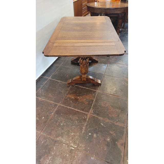 Antique English Oak Draw Leaf Table Hand Carving Jacobean Pineapple ...
