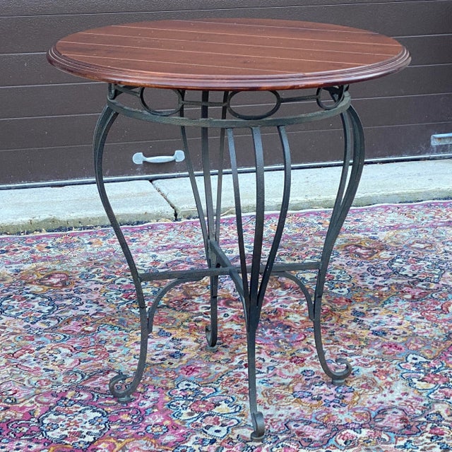 Nichols & Stone Wrought Iron Solid Wood Top Center Table | Chairish