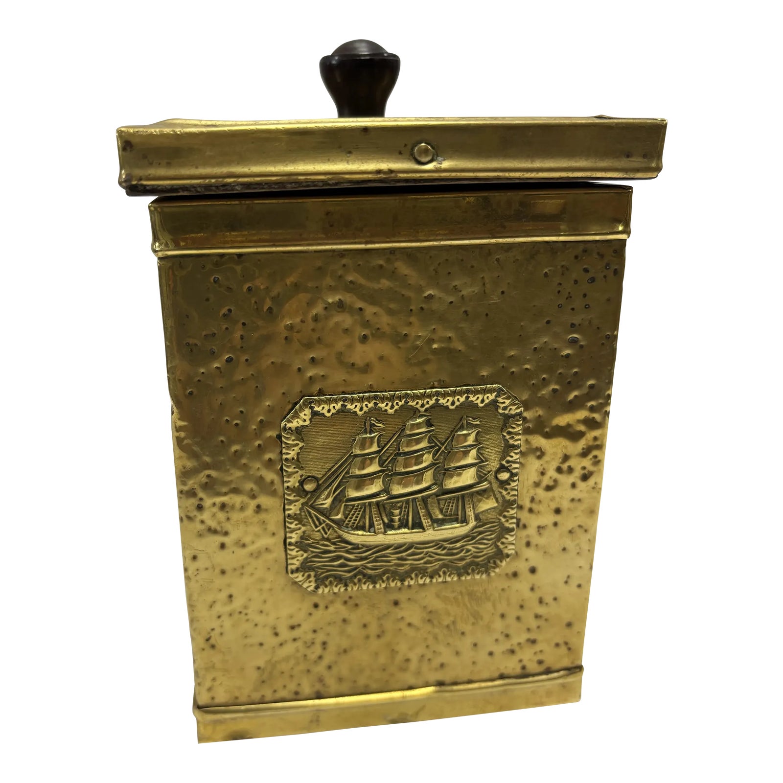 Vintage English Repousse Tea Caddy or Tobacco Box | Chairish