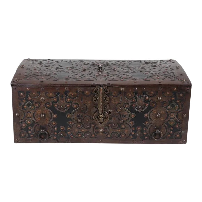 19th Century Spanish Style Wood Structure Box Covered With Metal ...