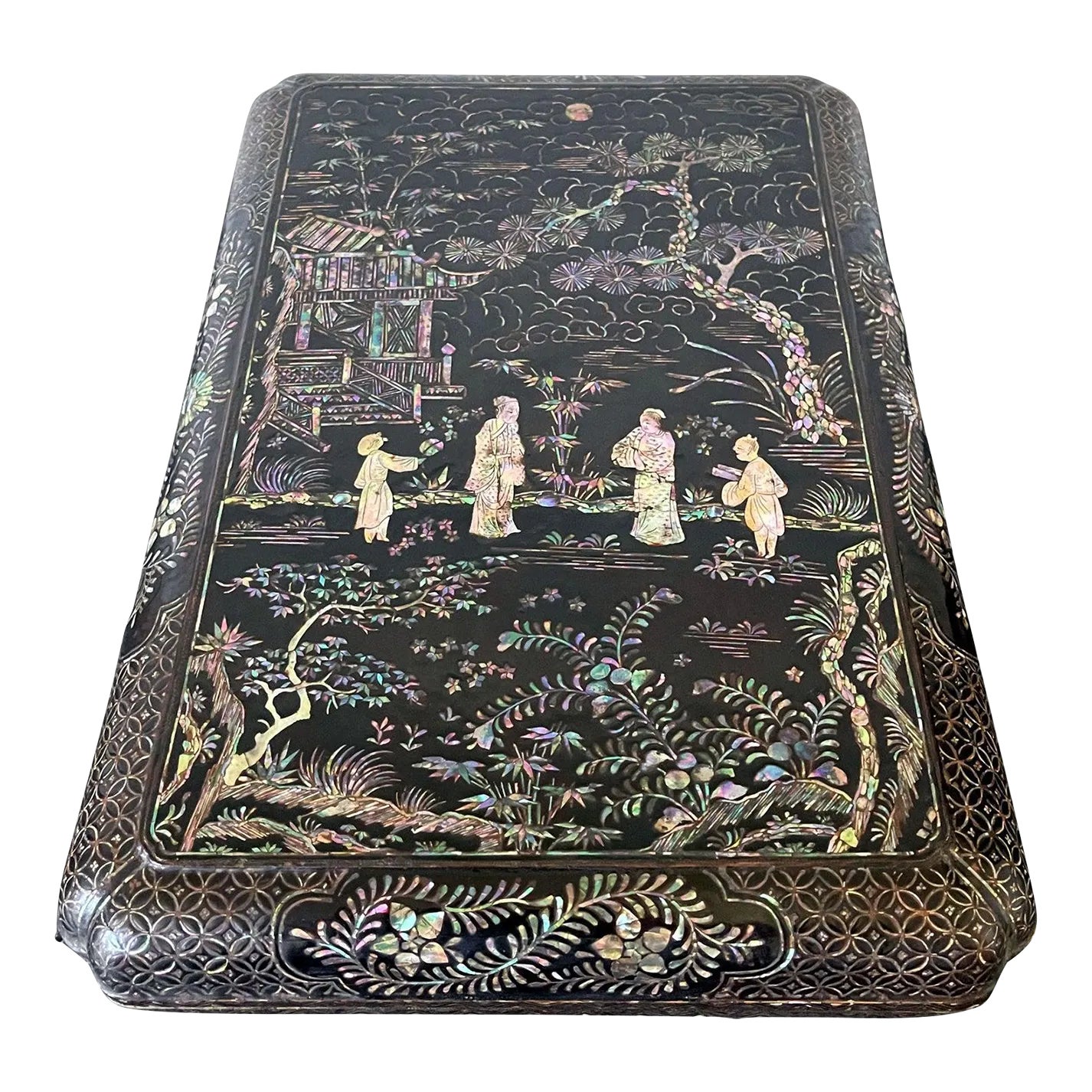 Antique Japanese Ryukyu Island Lacquer & Inlay Box | Chairish