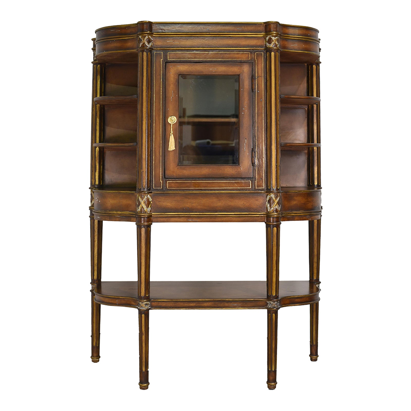 Contemporary French Style Fluted Leg 2-Piece Display Cabinet | Chairish