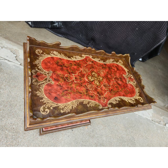 Maitland-Smith Leather Wrapped Side Table | Chairish