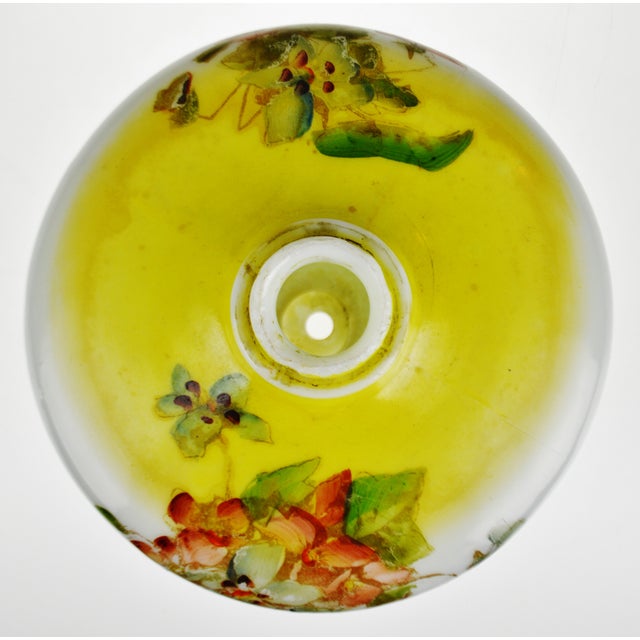 Vintage Hand Painted Milk Glass Floral Design Lamp Body | Chairish