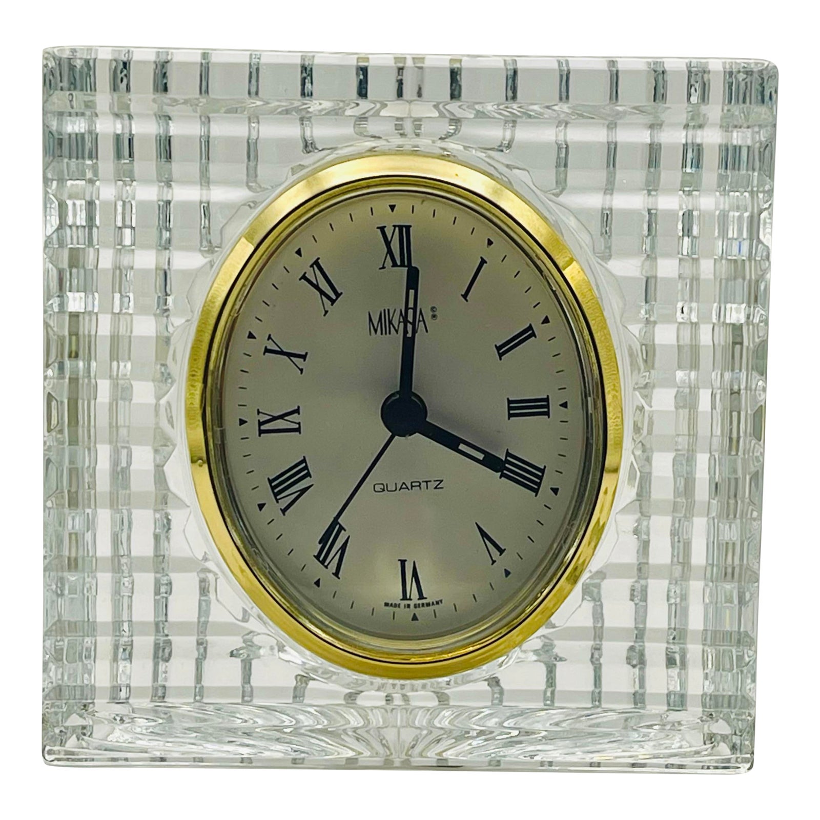 1990’s Mikasa Optic Crystal Clock | Chairish
