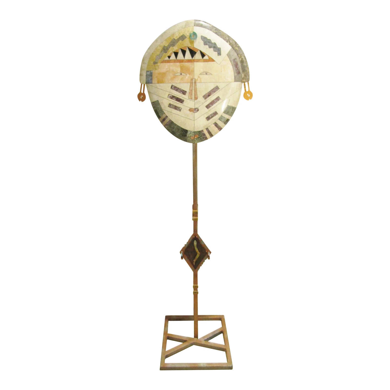 Modern Tessellated Stone and Brass Inlaid Face Sculpture Joseph De ...