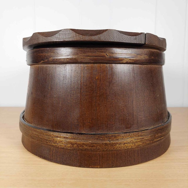 Late 20th Century Vintage Wooden Hand Painted Barrel Box | Chairish