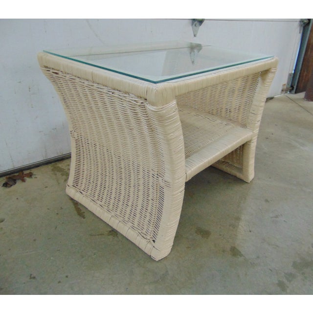 Mid-Century Modern Style Wicker Side Table | Chairish