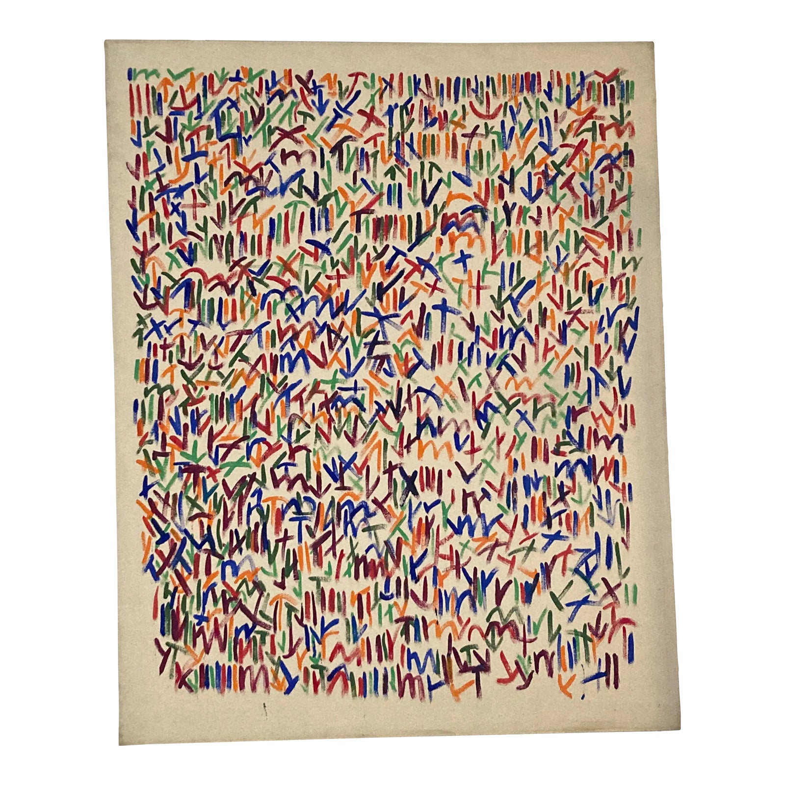 1970s Colorful Edith Issac Rose Large Abstract Painting | Chairish