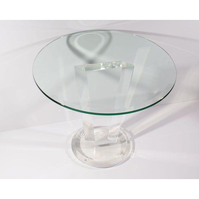 Postmodern Glass and Lucite Accent Table | Chairish