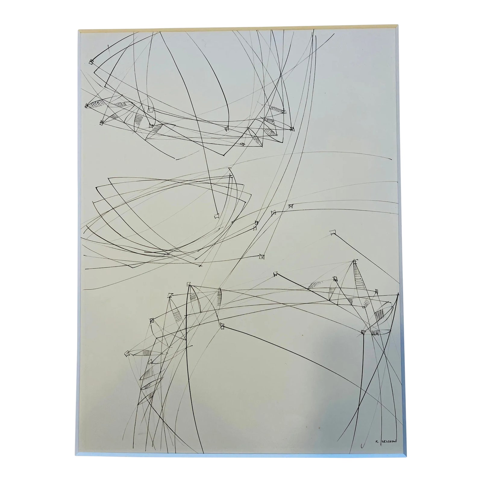 1950s Cubist Line Drawing by Roger Selchow | Chairish