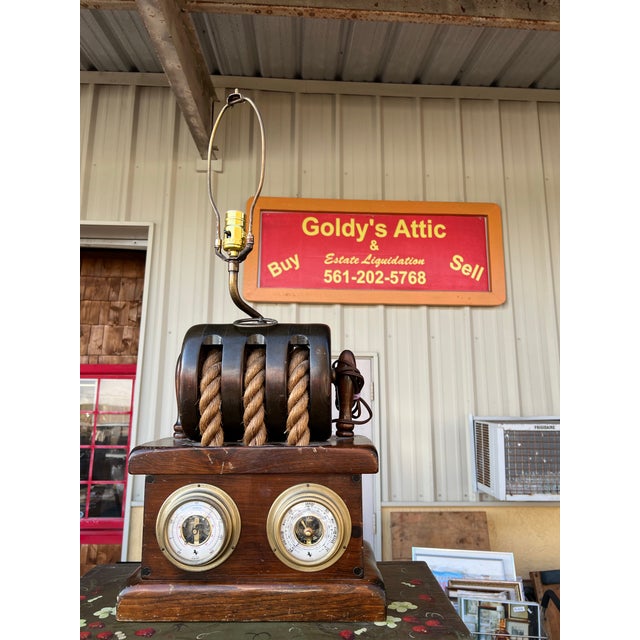 Mid 20th Century Nautical Barometer Lamp | Chairish