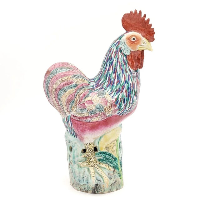 Pair of Chinese Export Famille Rose Roosters, Circa 1900 | Chairish