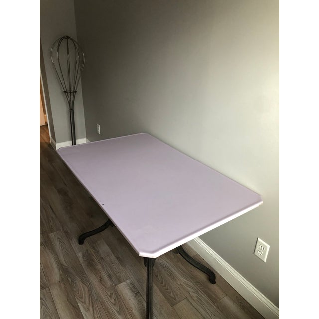 Vintage Lavender Vitrolite and Cast Iron Dining Table | Chairish
