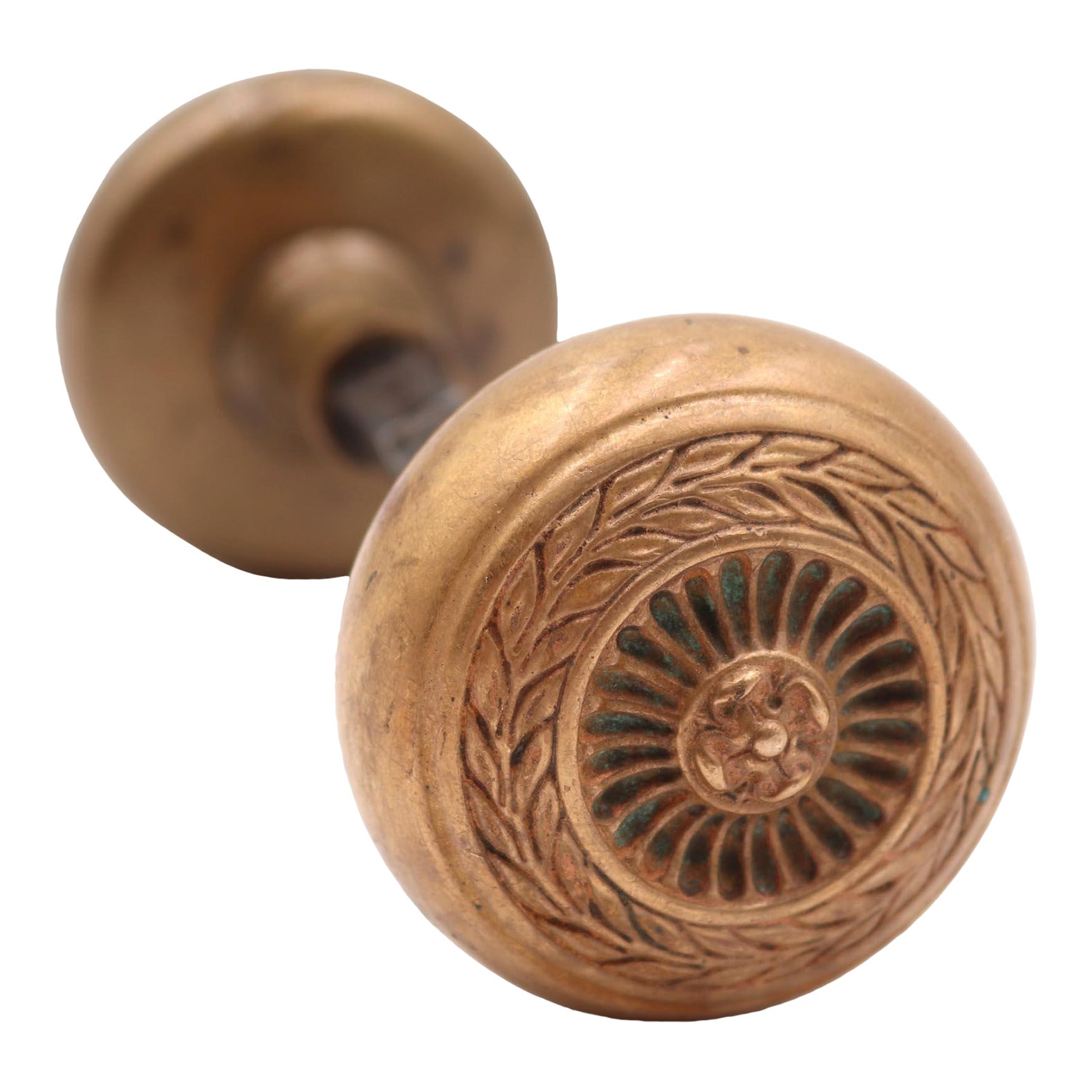 Pair of 1920s Victorian Barrows Brass Passage Door Knobs | Chairish