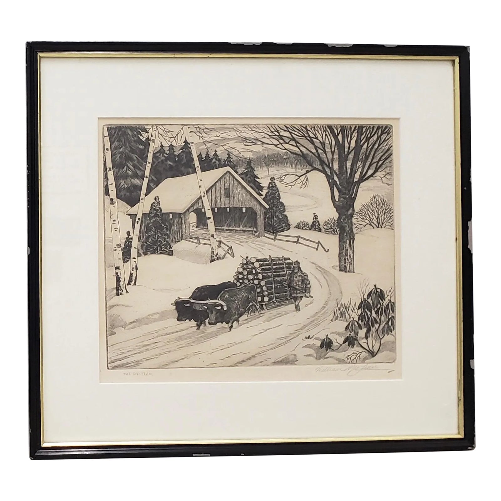 William MacLean (American, 1897-1978) "The Ox Team" Original Etching C ...