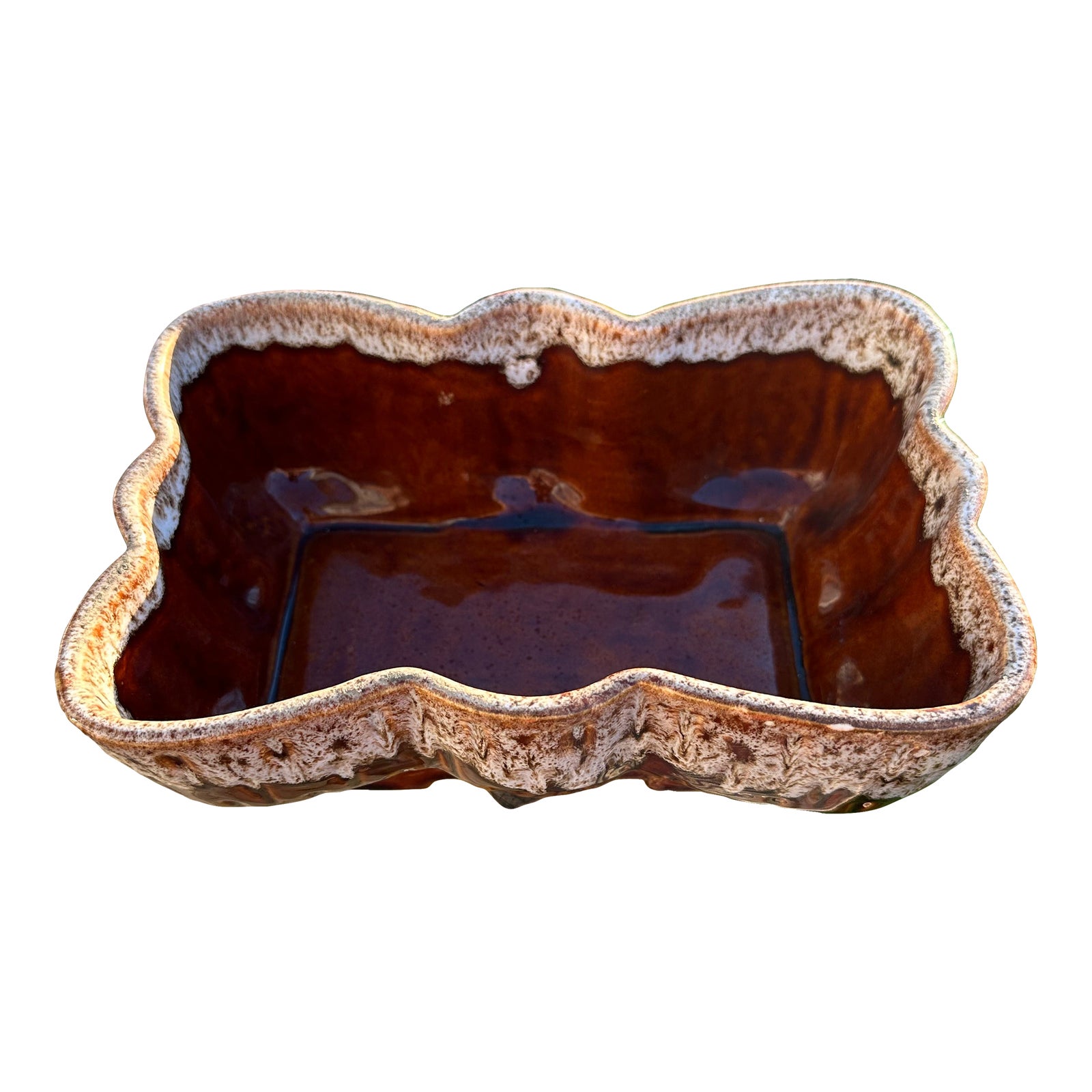 Vintage Mid-Century Brown Drip Glaze Ceramic Planter by Upco Pottery ...