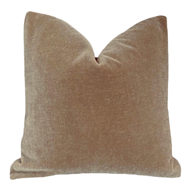 Plush 24" Tan Camel Down Filled Mohair Pillow | Chairish