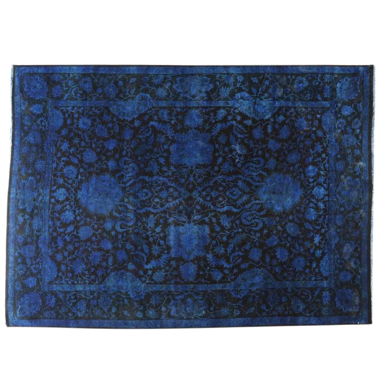 Silky Vintage Blue And Black Rug - 10′ × 14′ | Chairish