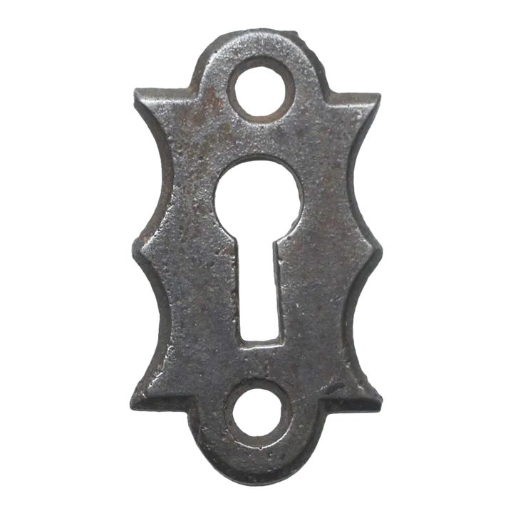 Vintage 1.875 In. Black Cast Iron Door Keyhole Cover Plate | Chairish
