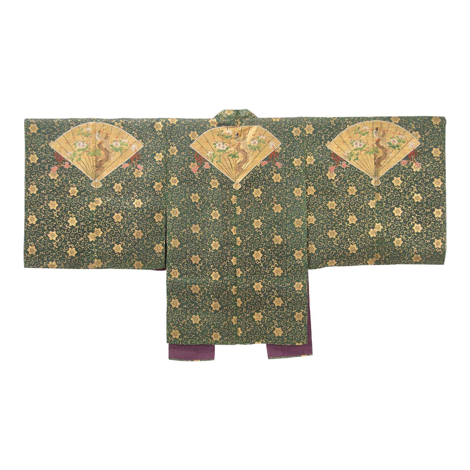 18th Century Edo Period Japanese Noh Costume Choken Gold Silk Brocade ...