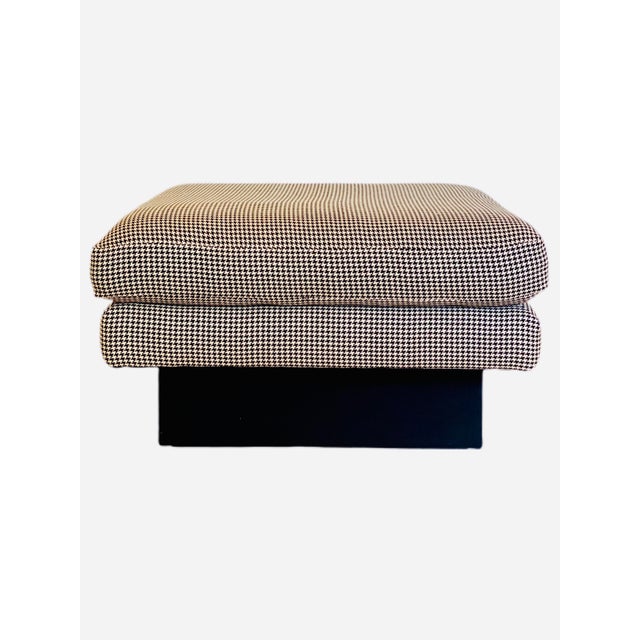 1990s Raised Plinth Square Houndstooth Black & White Upholstered ...