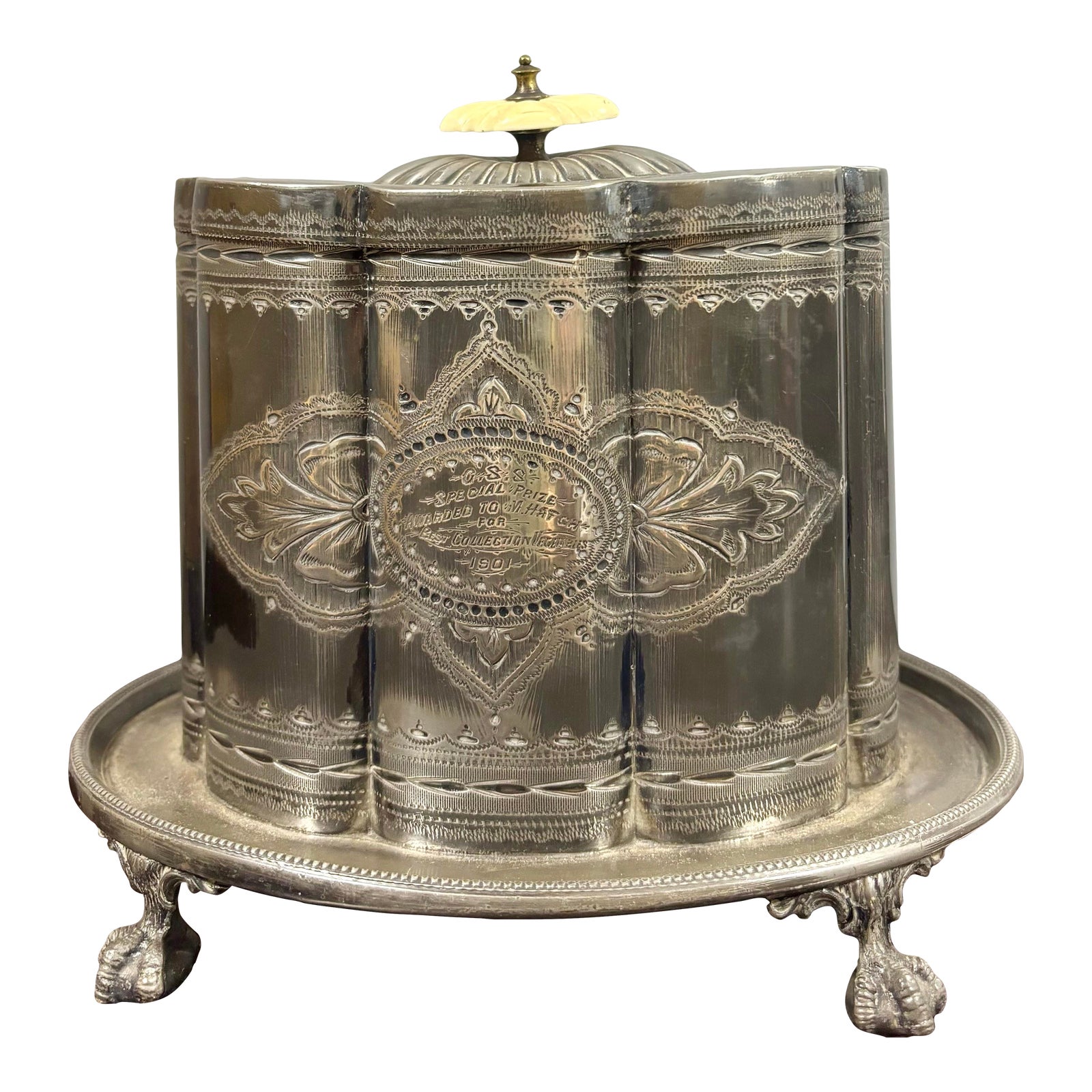 Antique English Silverplate Tea Caddy Trophy for Best Collection of ...