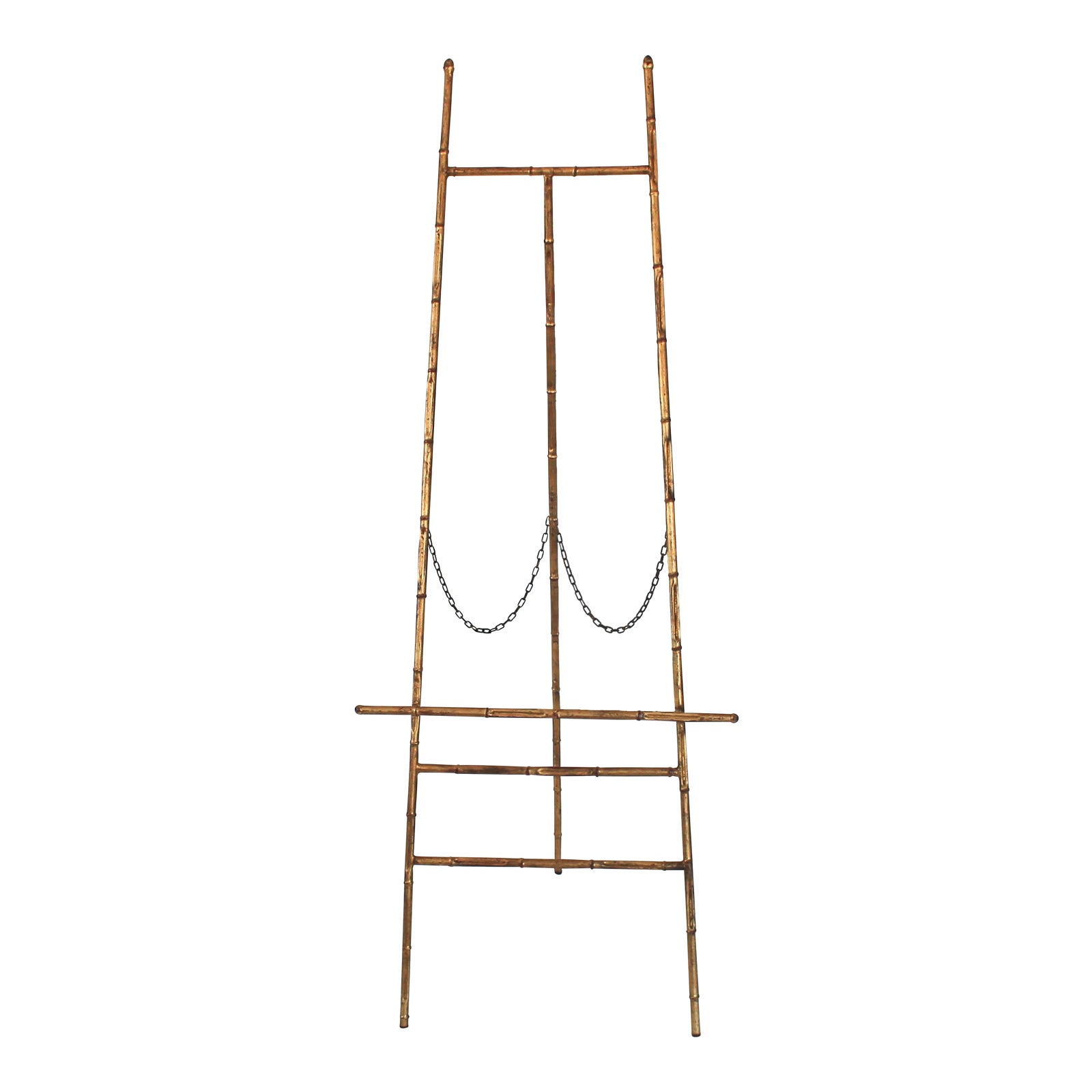 Large Gilded Italian Faux Bamboo Easel | Chairish