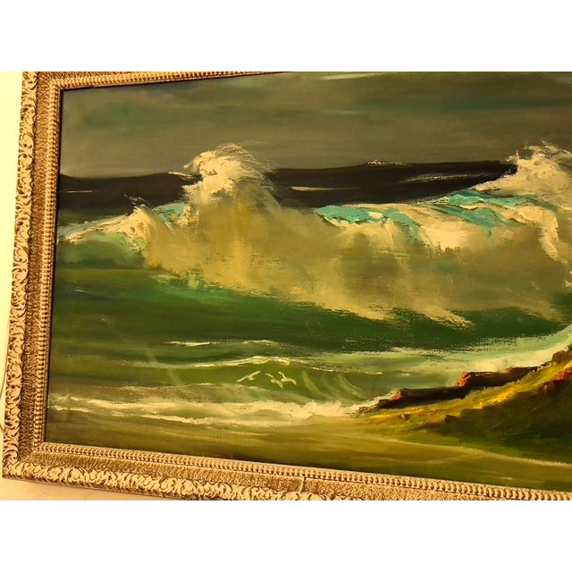Mid 20th Century Modern Ocean Waves Oil Painting by Ed Aguilar | Chairish