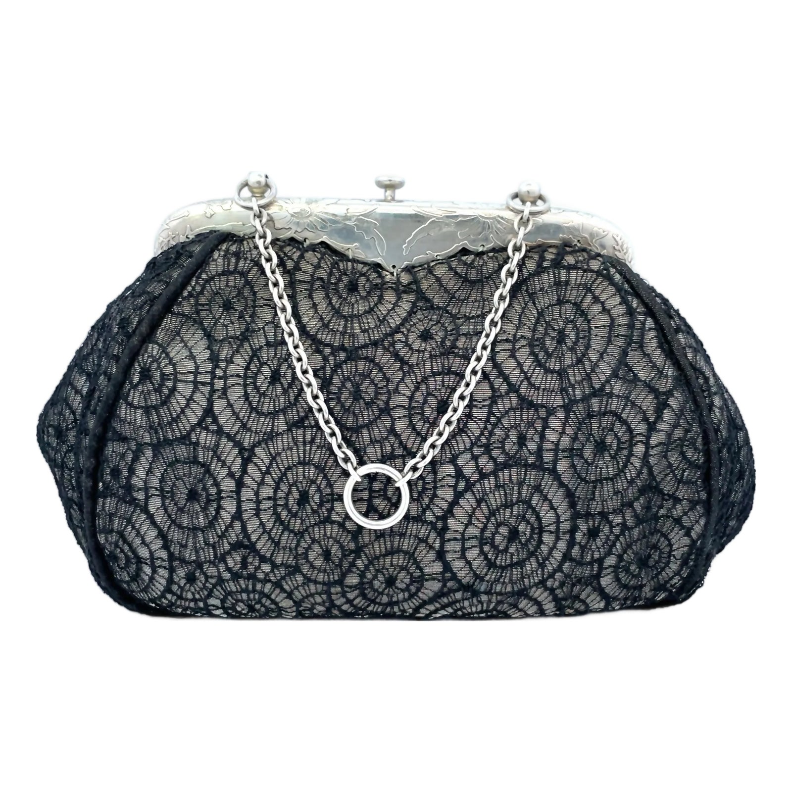 Tiffany & Co. Antique Floral Engraved Frame With Chain Handle Purse ...