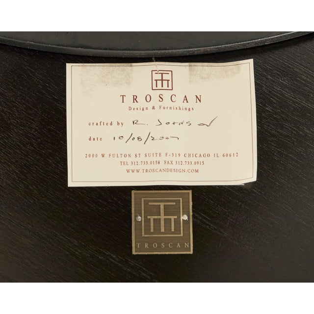 Walnut Bronzed Iron Pedestal Dining Table by Troscan | Chairish