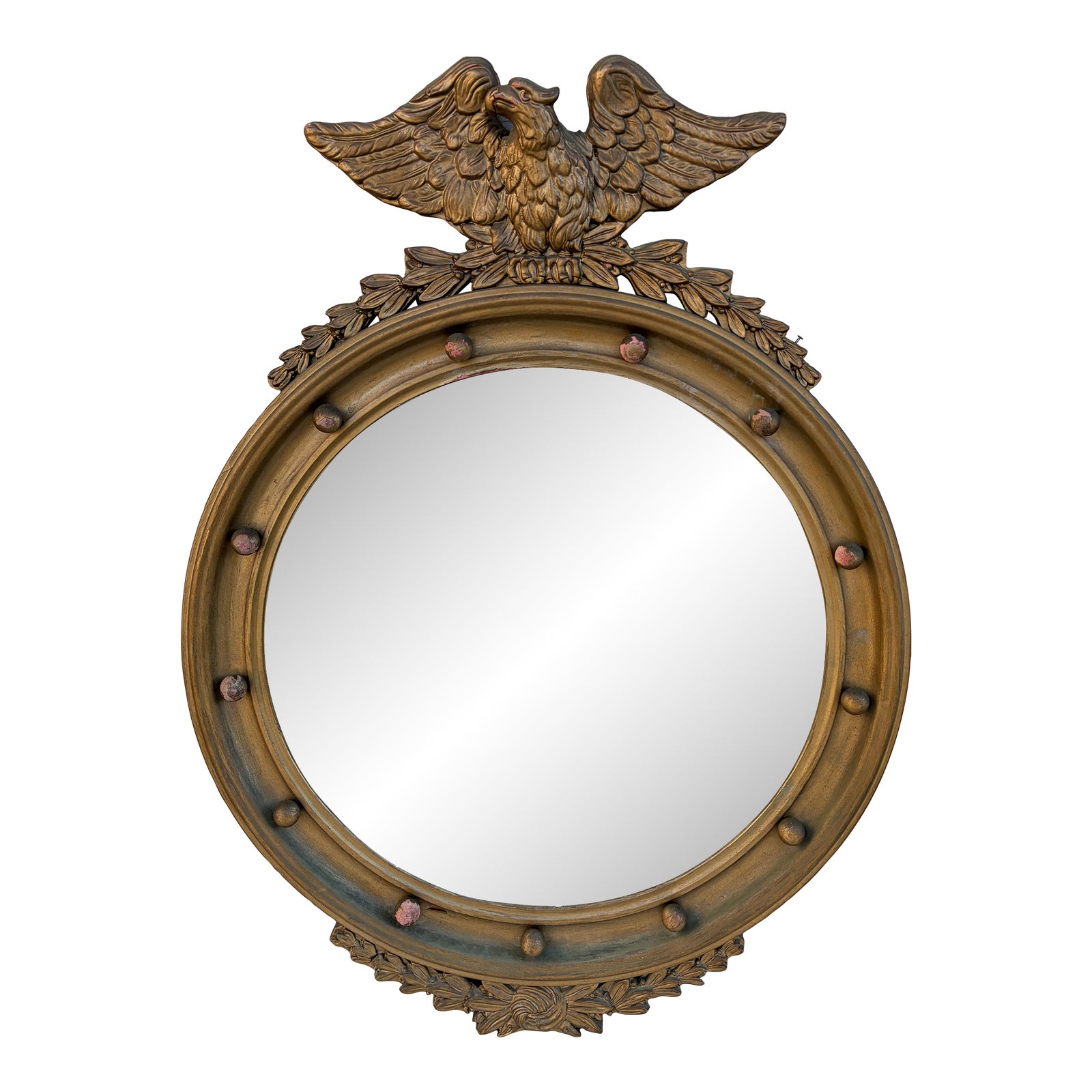 American Federal Giltwood Eagle Bullseye Convex Mirror | Chairish