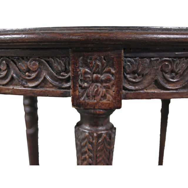 Early 20th Century Brown Wooden Oval Table With Carved Apron | Chairish