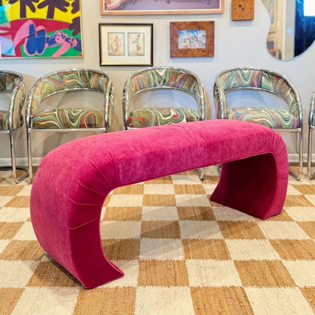 Hot Pink Post Modern Waterfall Bench, Circa 1980s | Chairish