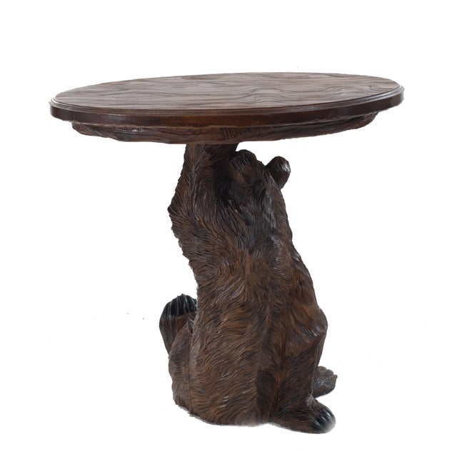 Rustic Black Forest Walnut Bear End Table | Chairish